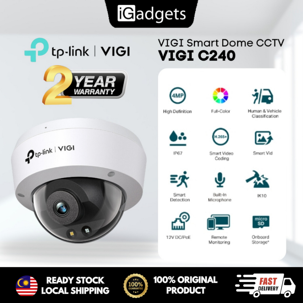 Tp-link VIGI C240 CCTV 4MP Full-Color Dome Network Camera | Shopee Malaysia