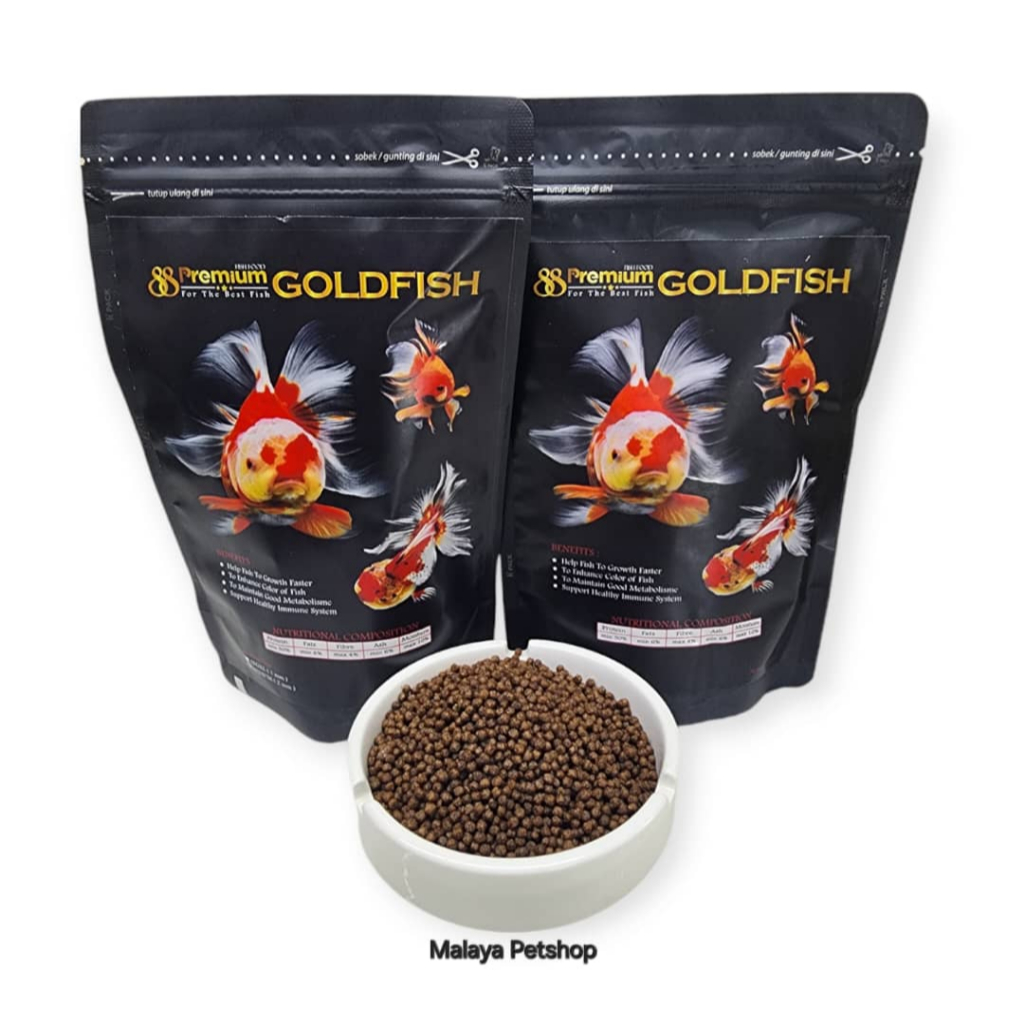 Premium 88 Goldfish Small Pellet saiz 2mm 100 gram (Pellet halus (1mm ...