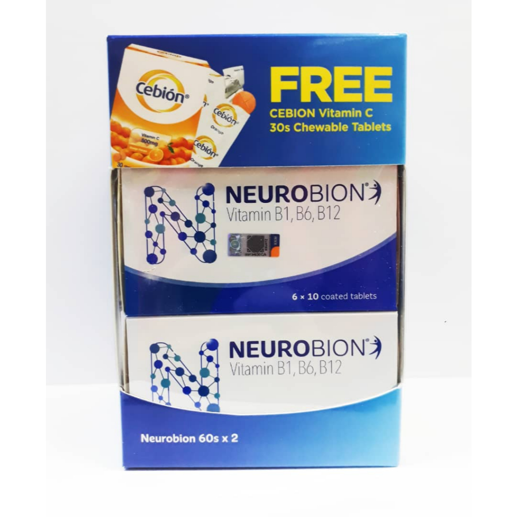 Neurobion B1+B6+B12 Tablet (2x60's + Cebion Vitamin C 500mg 30's ...
