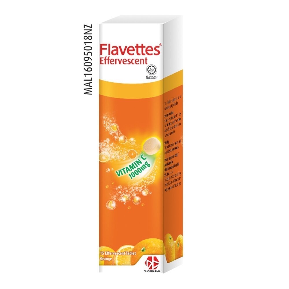 Flavettes Effervescent 1000mg Vitamin C Orange 15's | Shopee Malaysia