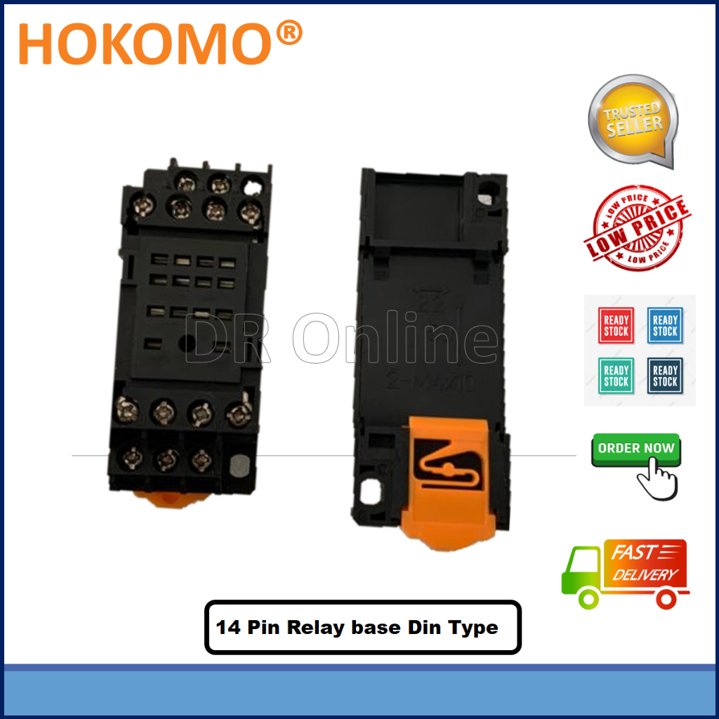 Hokomo Relay Base Socket 8Pin / 14Pin Relay Flat Pin Base Socket ...