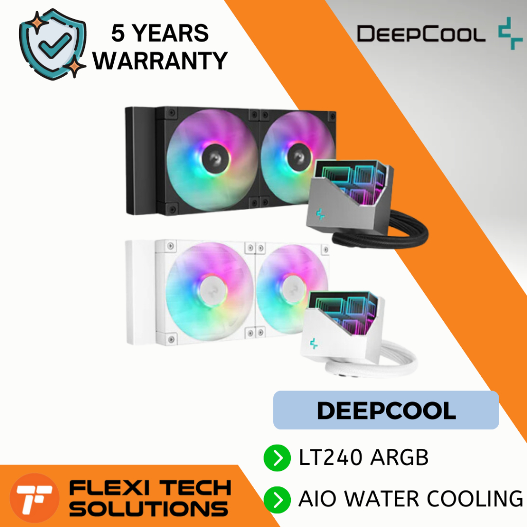 Flexi Tech Deepcool LT240 ARGB AIO Water Cooling - Black / White ...