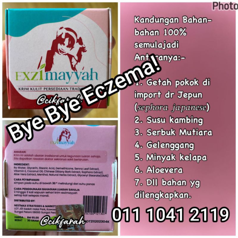 LIMITED STOCK! KKM APPROVED! Exzimayyah Cream Eczema Tanpa Steroid ...