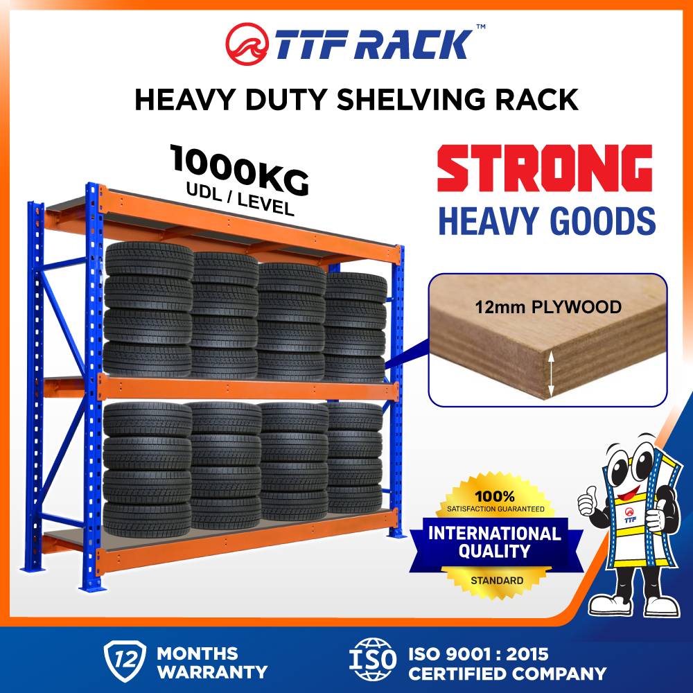 TTF Rack™️ H180cm Heavy Duty Shelving Rack 25x90 C Beam 12mm Plywood ...