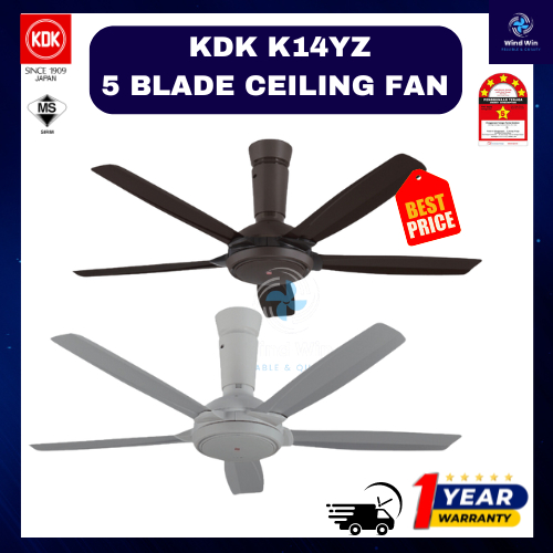 KDK Z-SERIES FAN K14YZ REMOTE CONTROL 5 BLADE CEILING FAN. K14YZ-GY ...