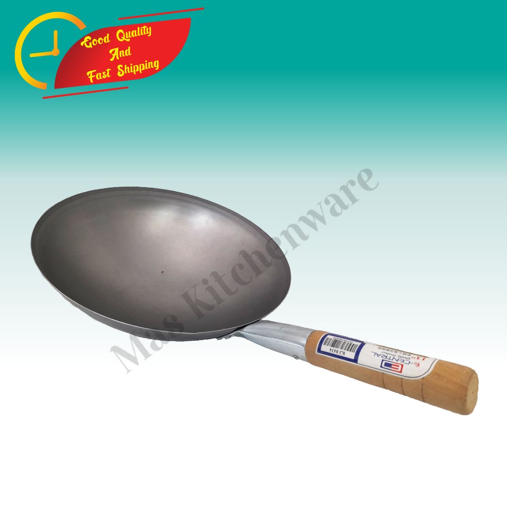 MAS Carbon Steel Wok Single Handle/Pan with Wooden Handle/CALDRON WOK ...