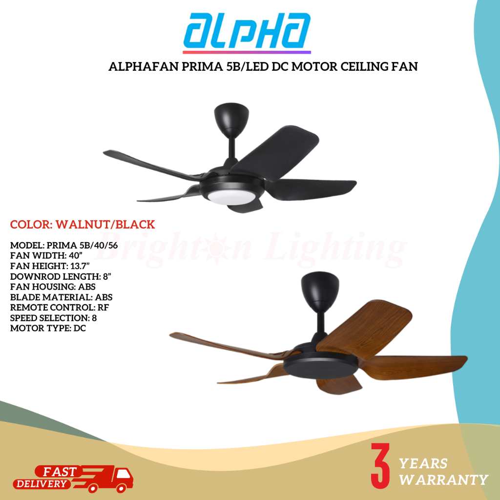 ALPHA AlphaFan PRIMA 5B LED/NON LED DC Motor Ceiling Fan 8 Speed Remote (40" 56") 2024 BEST ...