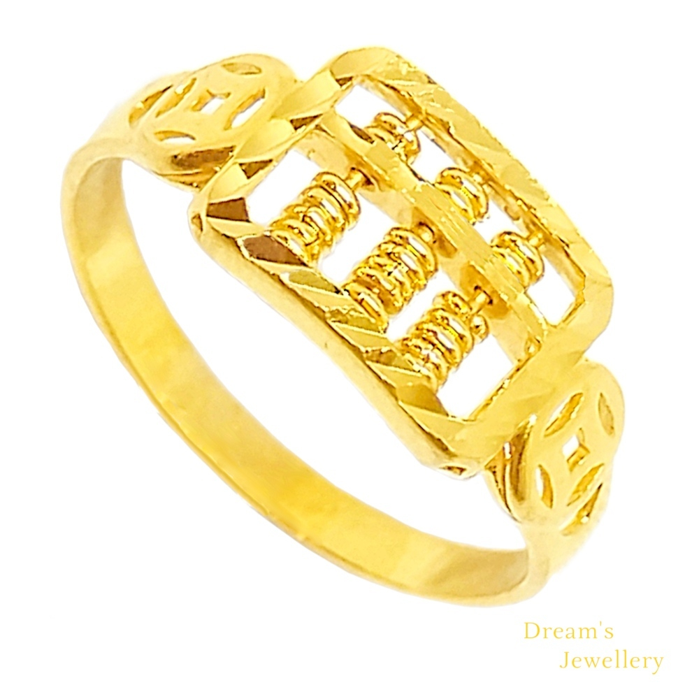 Cincin Sempoa Syiling Emas 916 Original / Abacus Coin Ring 916 Gold ...