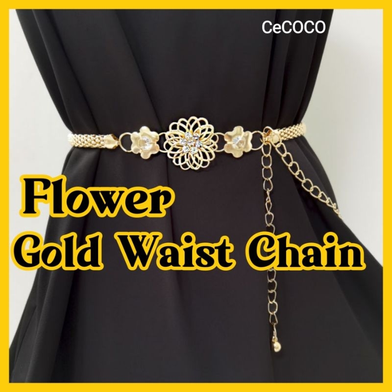Bloom Waist chain belt hip chain flower belt woman for dress tali ...
