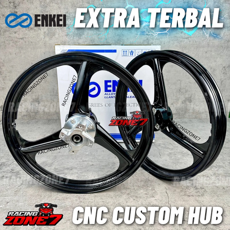 “Terbal” Enkei 3 Batang Custom Sport Rim Y15ZR Y16 Abs/ Y15 3 Batang Custom Hub Hitam Putih 1 ...