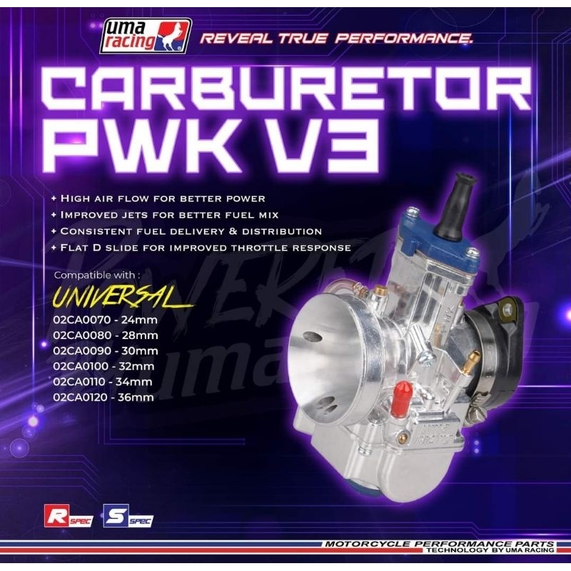 Uma Racing Carburetor 28 / 30 / 32 / 34 / 36mm PWK Power Jet uma Carb ...