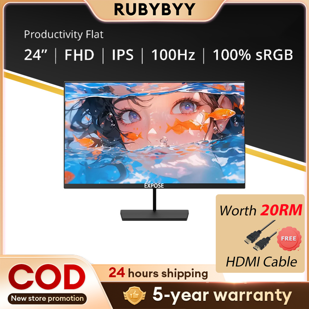 EXPOSE Monitor 24 Inch 100Hz 1080P Full HD 100% SRGB Flat 27 Inch 165Hz ...