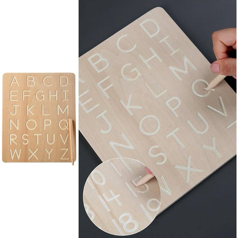 2 Sided Montessori Wooden Pre-Writing Tracing Board (A-Z & 1-20 ...