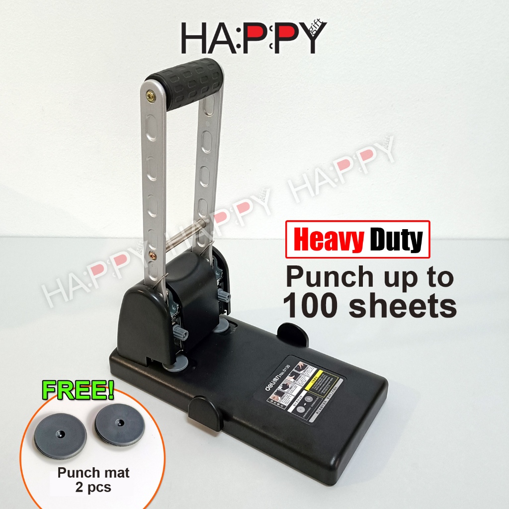 (free gift) Deli 0130 Heavy Duty Punch Office Equipment Penebuk Lubang ...