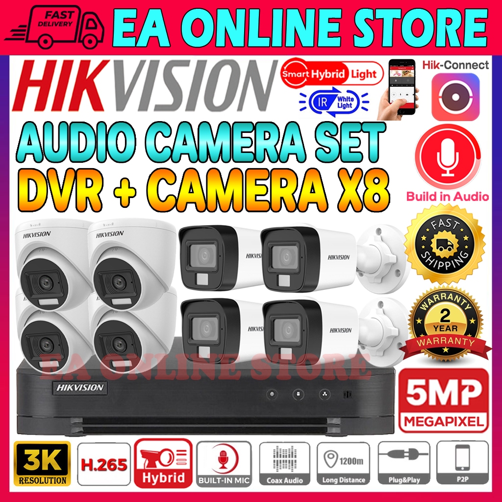 HIK HIKVISION🌟8-CHANNEL🌟5.0MP Smart Hybrid Light 8CH PACKAGE SET DVR ...