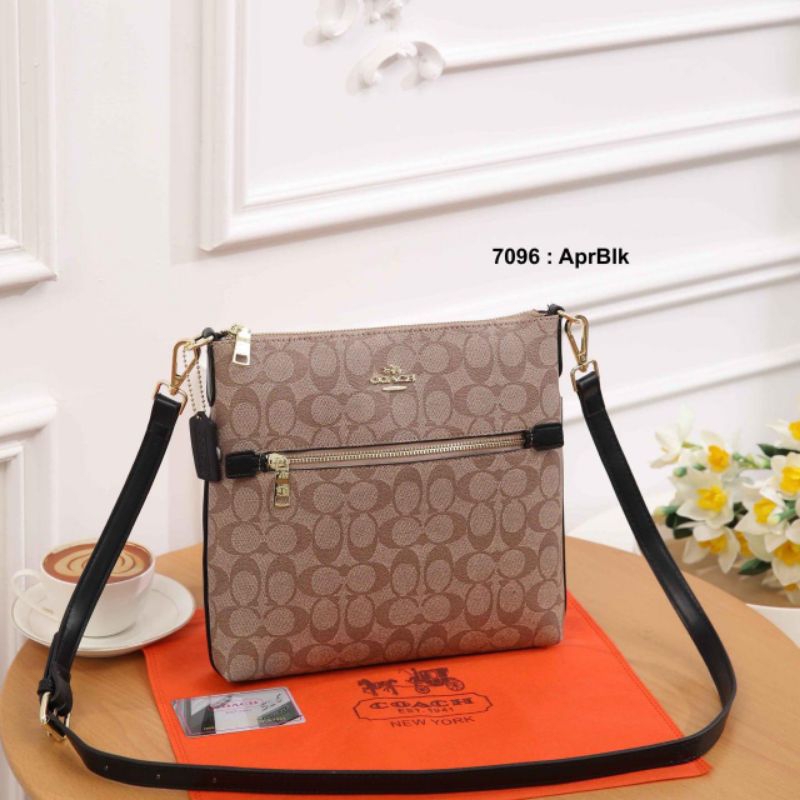 (Premium Quality)Coach_Double Zip Compartments Sling Ladies Bag ...