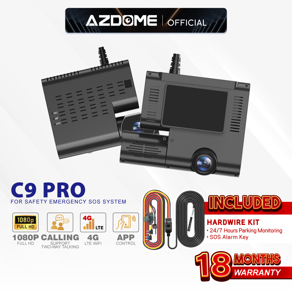 AZDOME C9PRO 1080P Full HD Dual Channel Front & Cabin DashCam Night ...