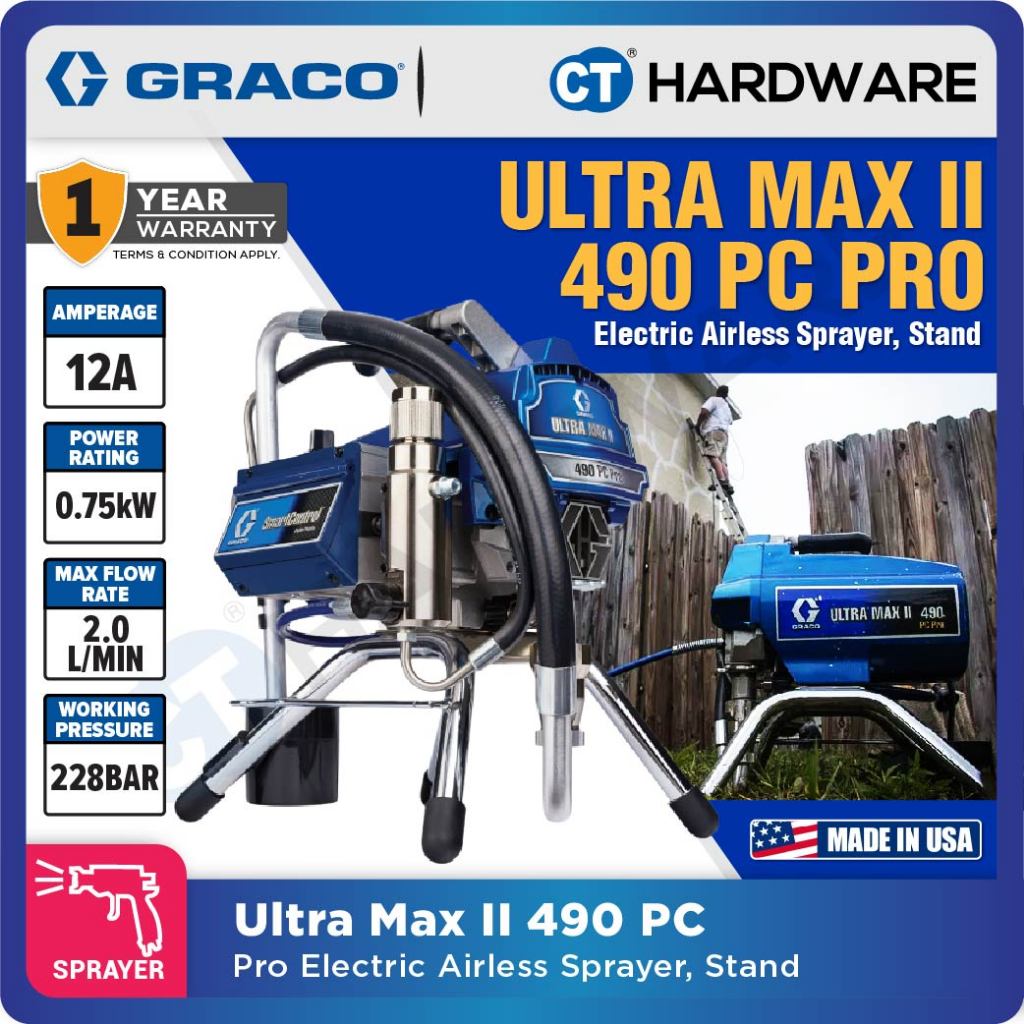GRACO ULTRA490PCPRO ELECTRIC AIRLESS SPRAYER, STAND 1HP | BRUSHLESS DC ...