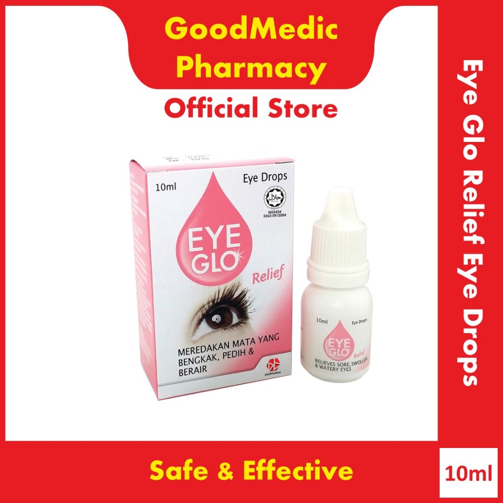 Eye Glo Relief Eye Drops Relieves Sore, Swollen and Watery Eyes (10mL ...