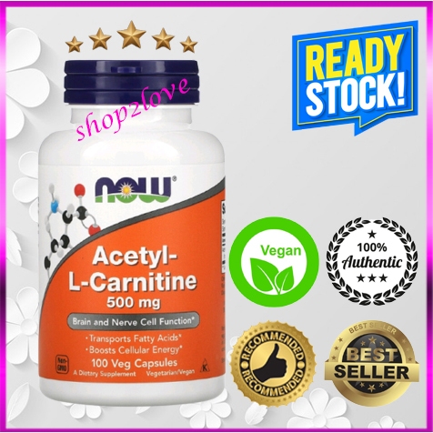 Now Foods Acetyl-L-Carnitine 500mg 100 Veg Capsules - Brain & Nerve Cell Function | Shopee Malaysia
