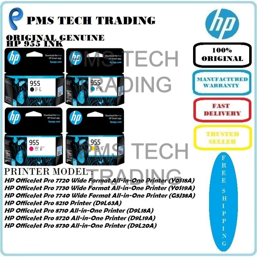 HP 955 ORIGINAL INKJET L0S60AA L0S51AA L0S54AA L0S57AA 7700 8200 8700 ...