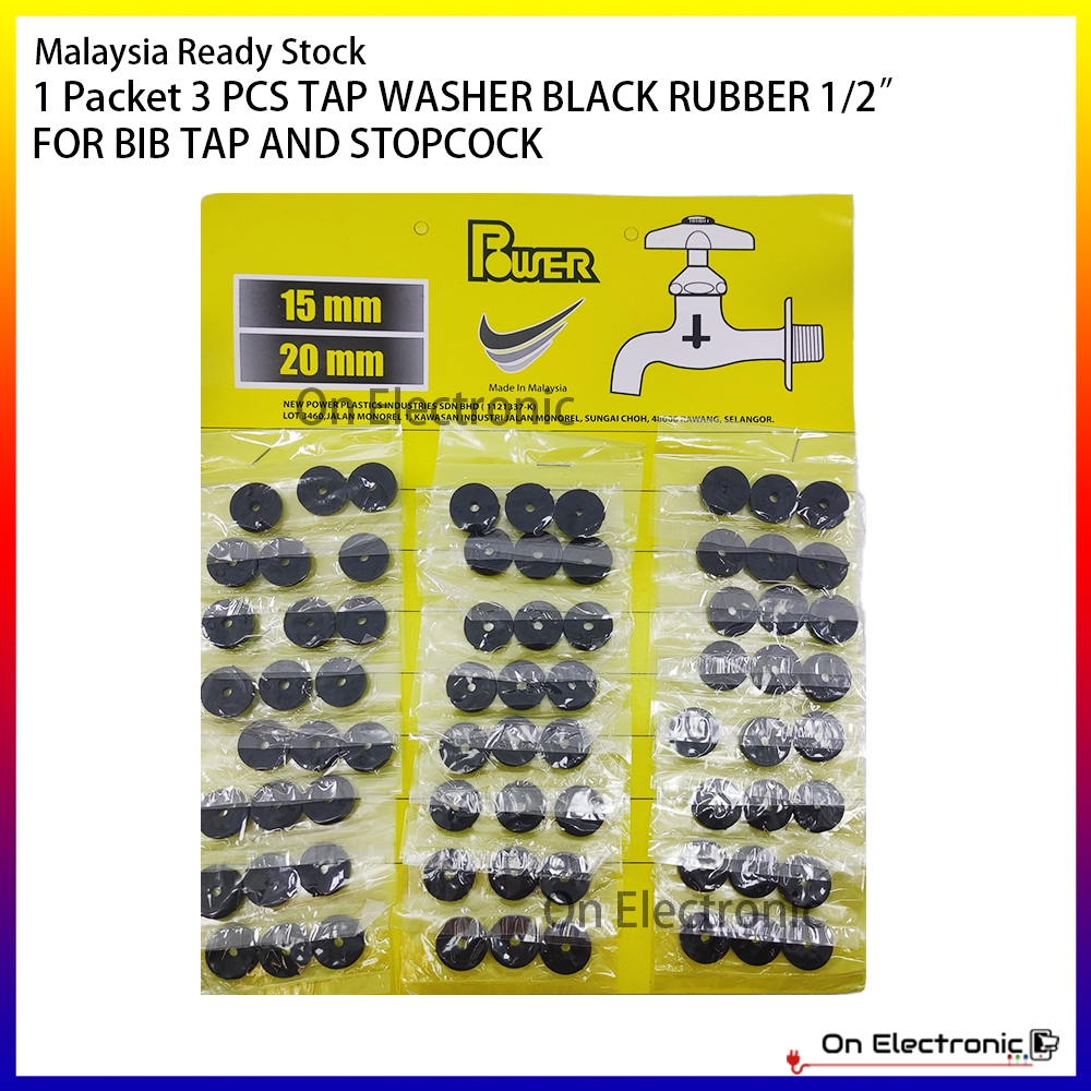 1 Packet 3 PCS TAP WASHER BLACK RUBBER 1/2”,3/4" FOR BIB TAP AND ...