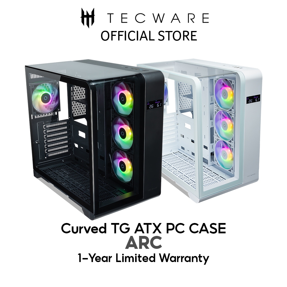 TECWARE ARC ARGB CURVED TG ATX PC CASE - ( BLACK / WHITE ) | Shopee ...