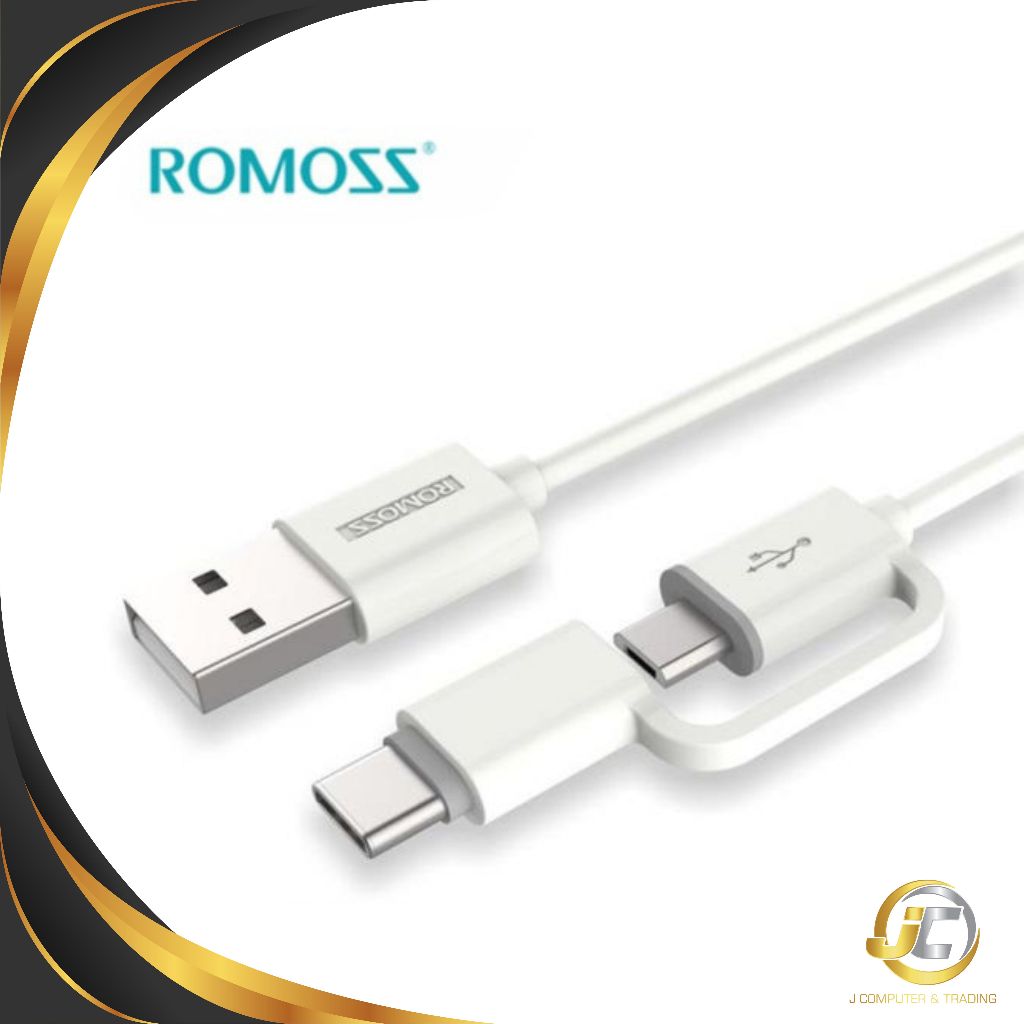 Romoss 2 in 1 Universal Cable USB TYPE-C & Micro USB 1m 2.1A ( Suitable ...
