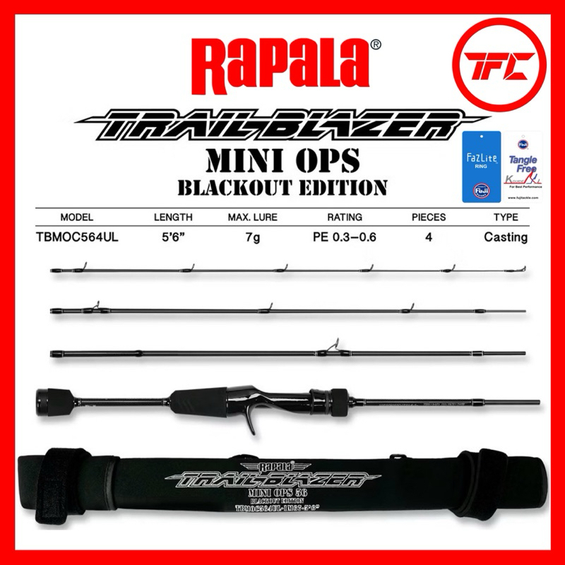 RAPALA Trail Blazer Mini Ops 56 Blackout Edition Spinning & Baitcasting ...