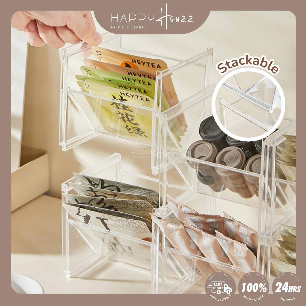 【READY STOCK】HAHO Tea Bag Stackable Storage Box Coffee Capsule Pantry ...