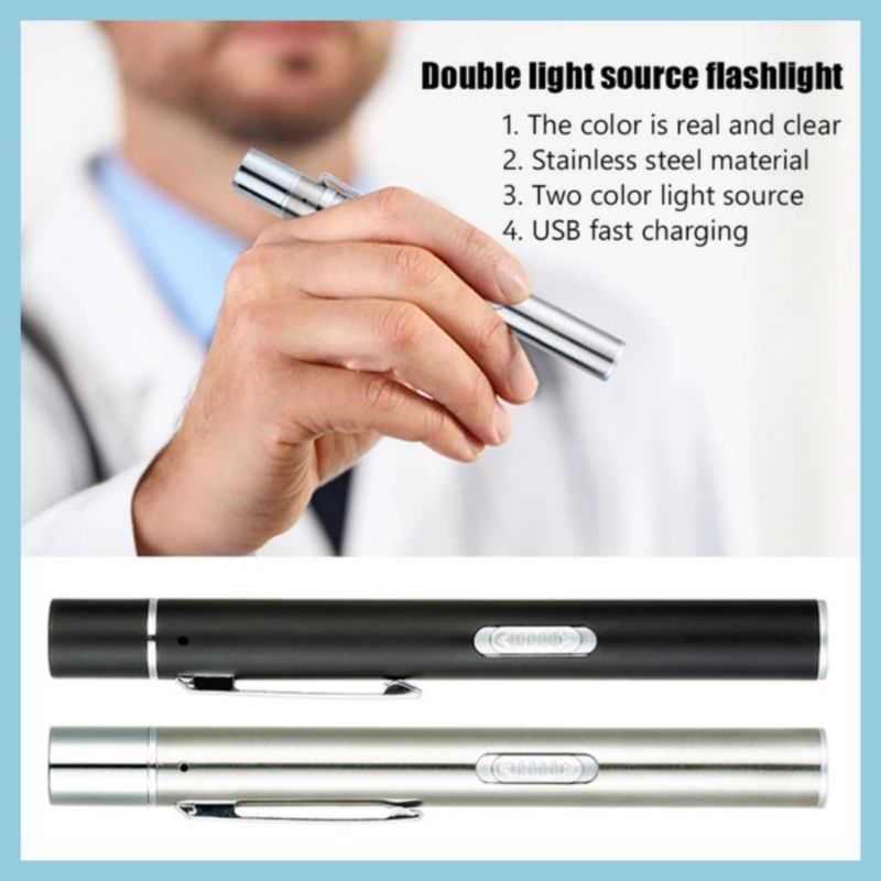 (Silver Box) +LED USB Penlight Mini Diagnostic Medical Pen Torch Light ...