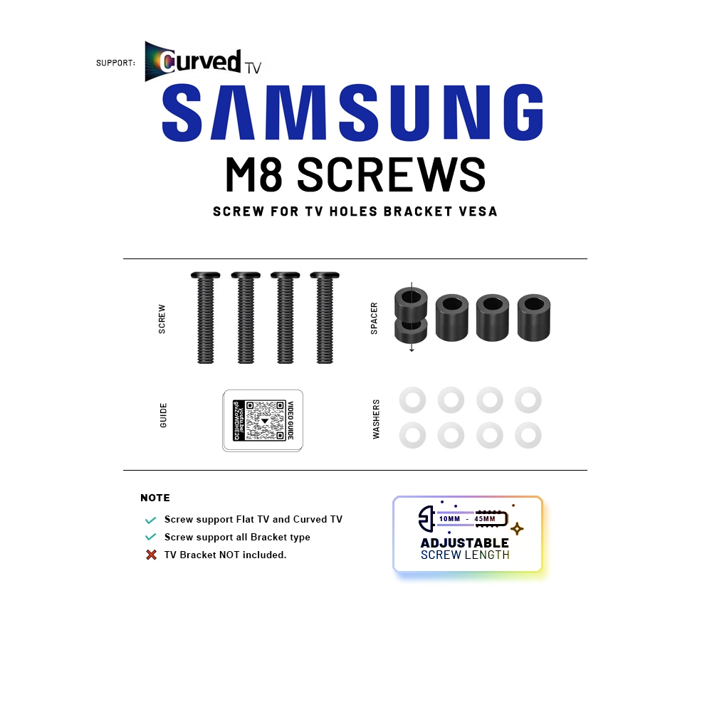 MAGIC SCREW FIT ALL for TV Bracket Wall Mount VESA Holes Screw Depth ...