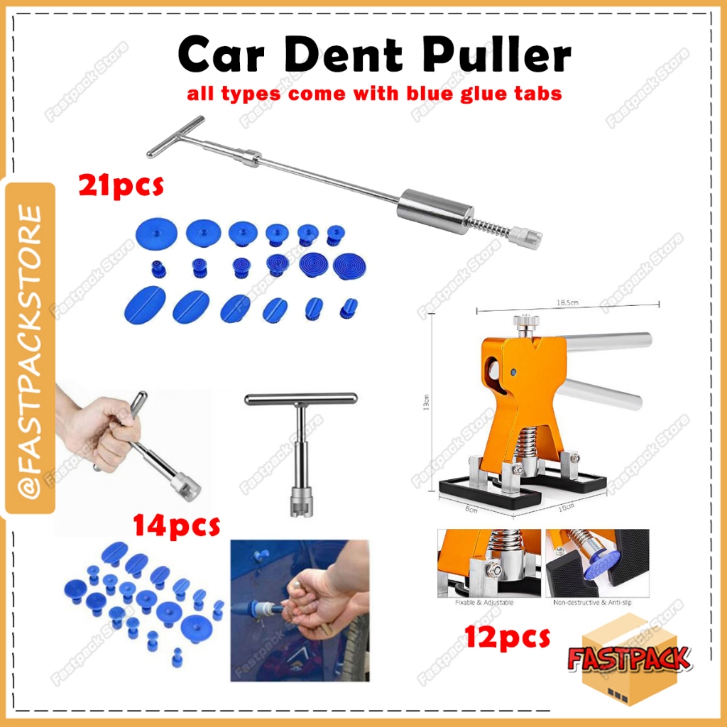 Dent Puller Kit Tools Car Dent Repair T Bar Slide Hammer Glue Tabs DIY ...