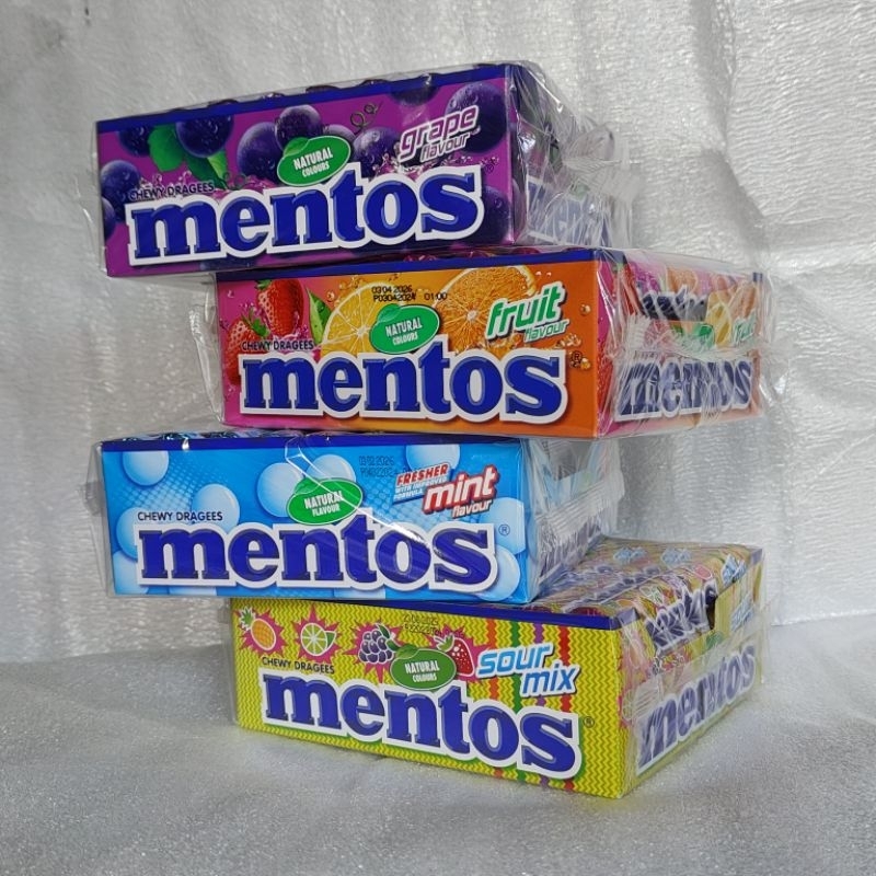 Mentos chewy candy (37g x 24) Fruit / Grape / Mint / Sour flavour ...