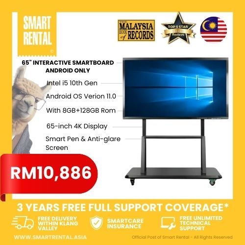 (3 Years Warranty) 65-inch Interactive Smartboard Android Only 4K ...