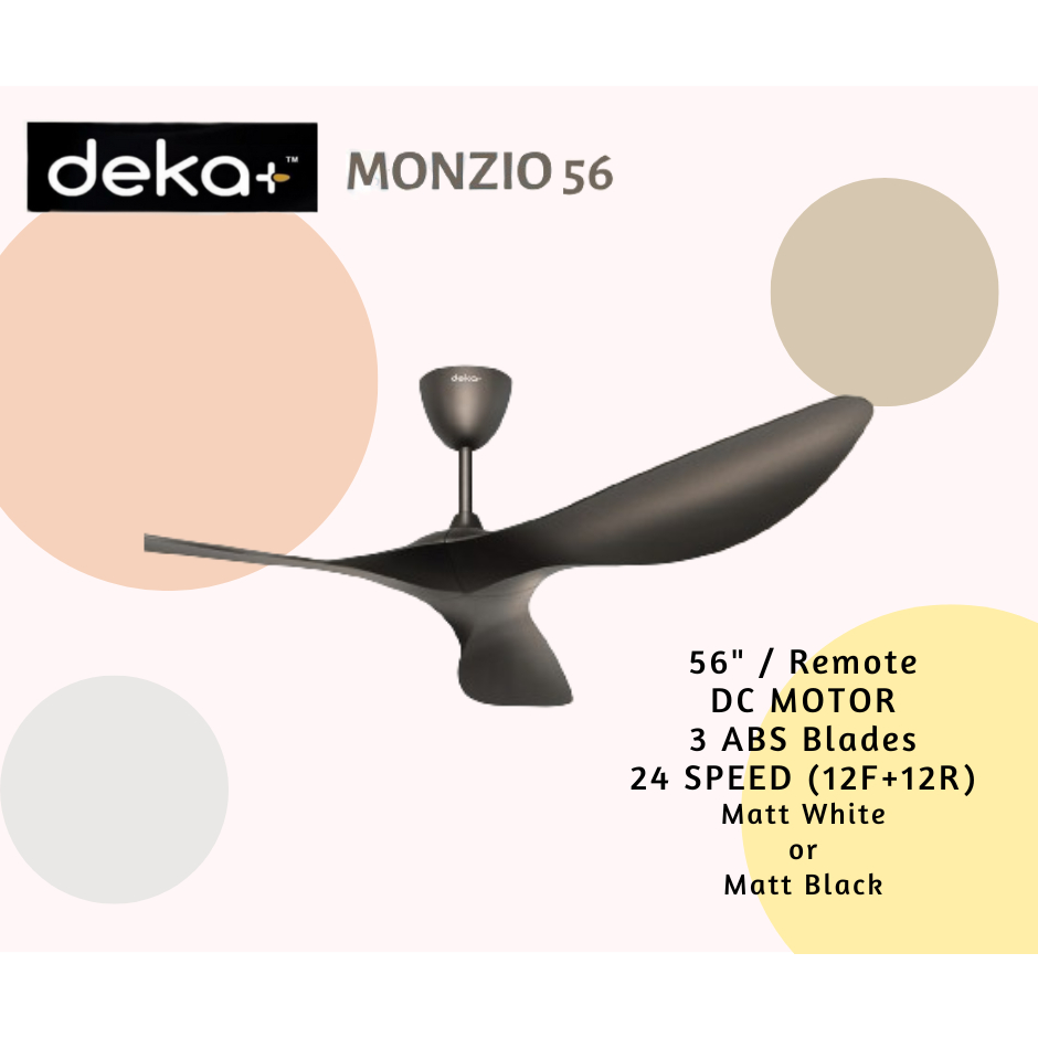 DEKA+ Monzio 56" DC Motor Ceiling Fan 3 Blades 24 Speeds (12F+12R) with ...