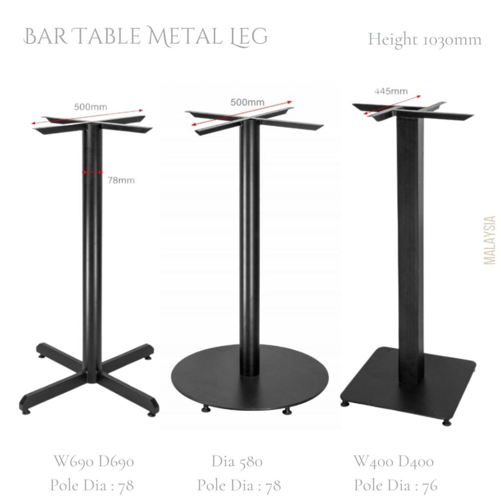 Heavy Duty Thick Pole Bar Table Metal Leg, Durable Bistro Table Square ...