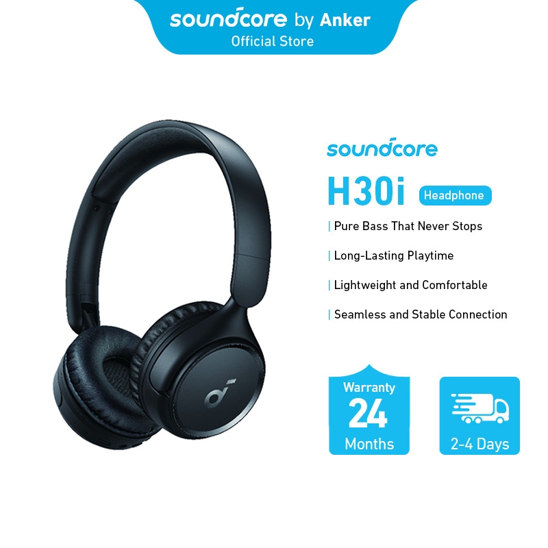 Soundcore H30i Wireless On-Ear Headphones A3012 |Foldable Design Pure Bass Bluetooth Headset 70H ...