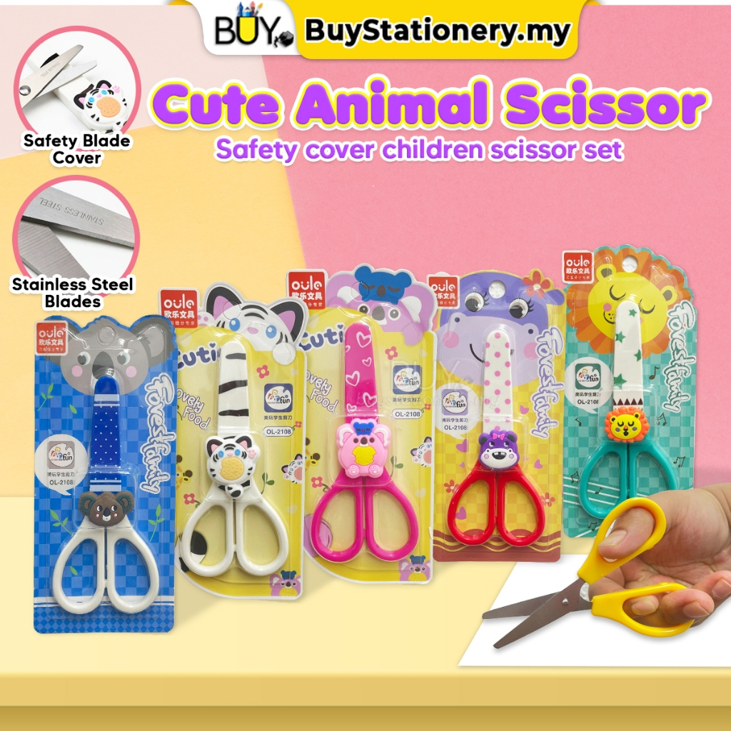 Cute Animal Scissor Kids Safety Stainless Steel Blade Gunting Kertas ...