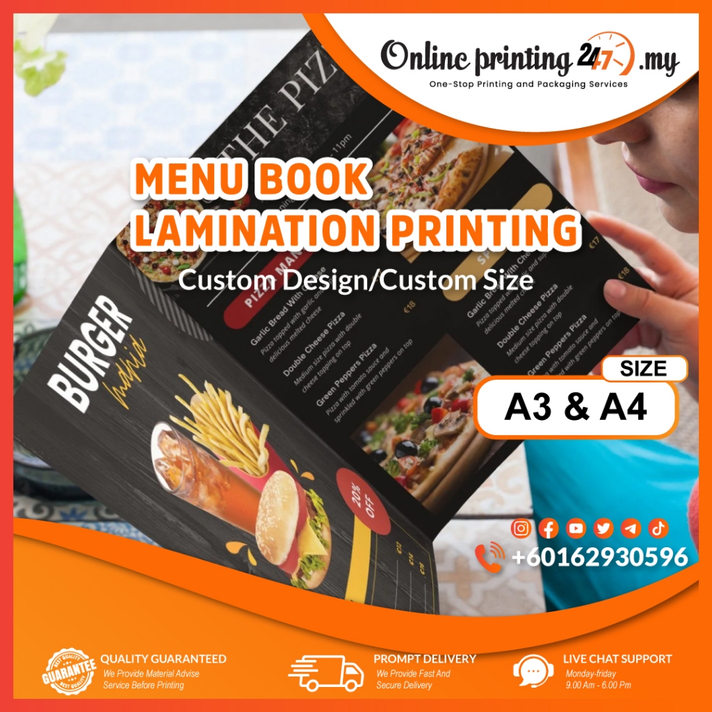 Custome Laminated Menu Printing I A3 Size | A4 Size Printing I Gloss ...