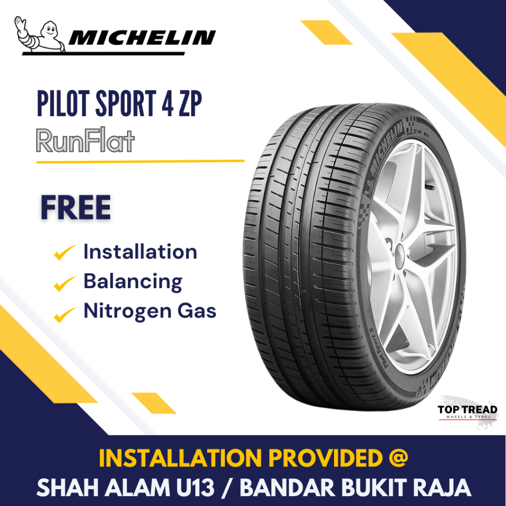 Michelin Pilot Sport 4 ZP Run Flat 18 19 20 inch Tyre (INSTALLATION) Tayar Tire RFT | Shopee ...