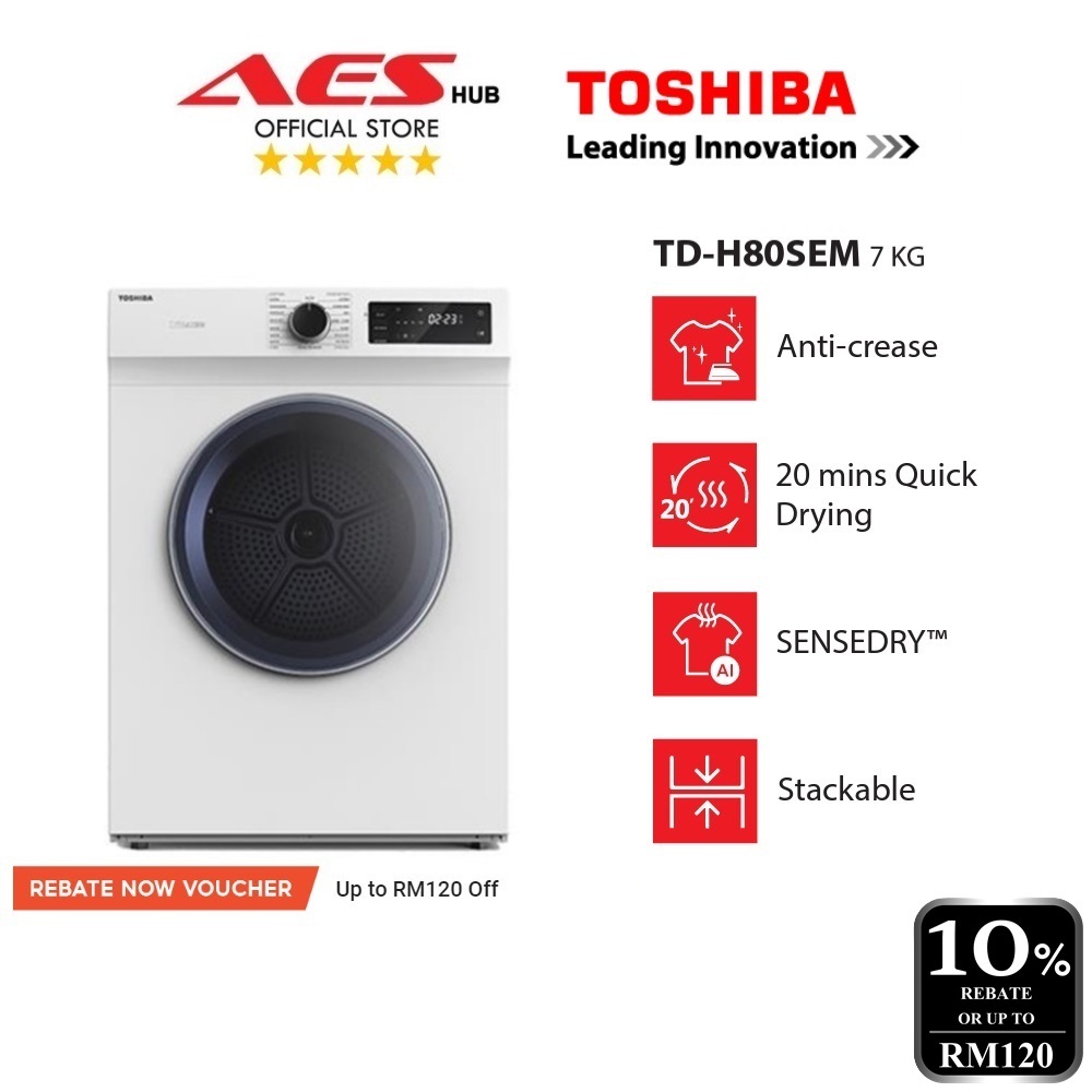 Toshiba Tumble Dryer 7KG TD-H80SEM Mesin Pengering Clothes Dryer 烘干机 TD ...
