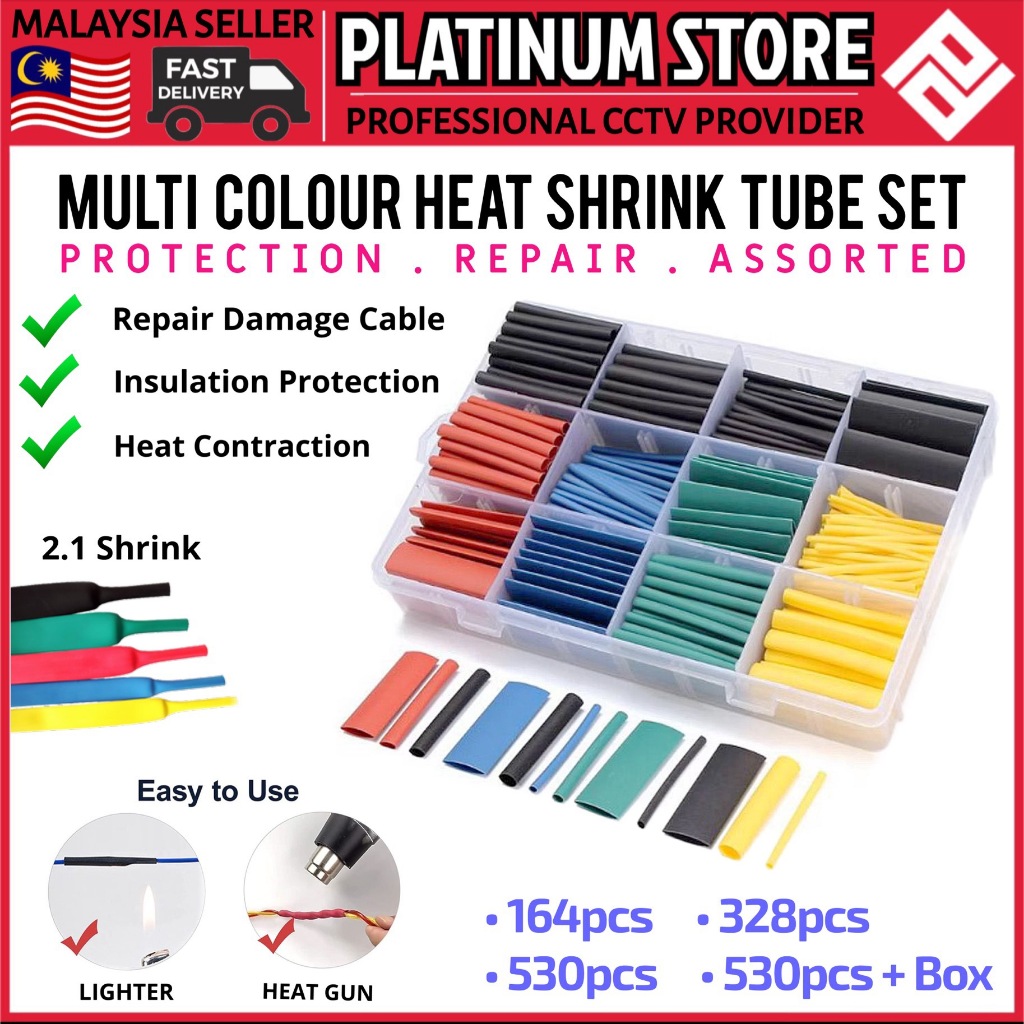 Heat Shrink Tube Insulation 2:1 Shrinkable Assorted Tubing Wrap Sleeve ...