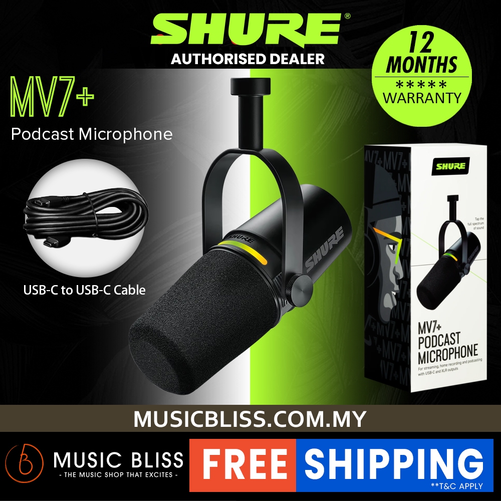 Shure MV7+ Hybrid Podcast Microphone - Black / White (MV7) | Shopee ...
