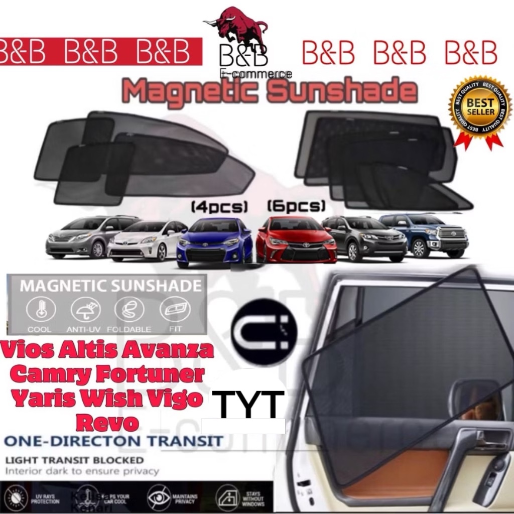 (KOOZY) Magnetic Sunshade Veloz Cross Vios Altis Unser Avanza Fortuner ...