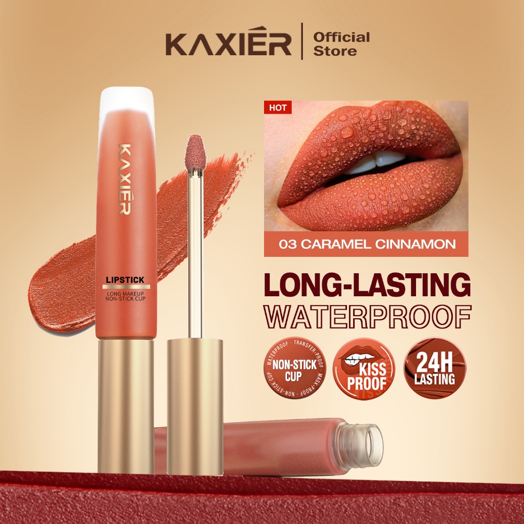 KAXIER Matte Lipstick - Lipstik Cecair Tahan Lama 24 Jam, Kalis Air ...