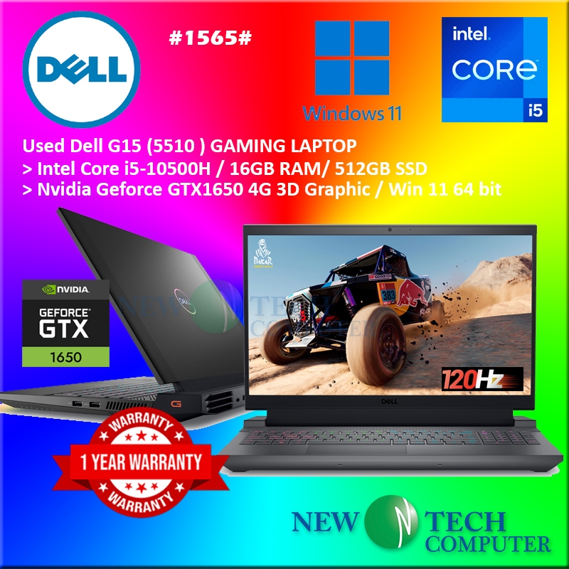 #1565 Used DELL G15 (5510) Laptop Intel Core I5-10500H 16GB 512GB SSD ...