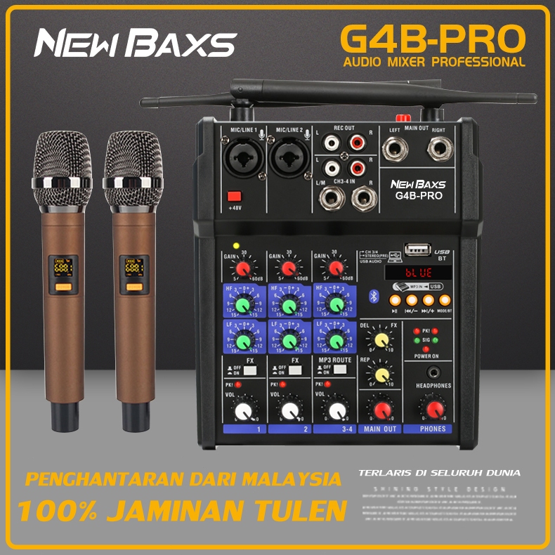 New Baxs G4B-PRO Professional Audio Mixer 4 channel small mixer Built ...