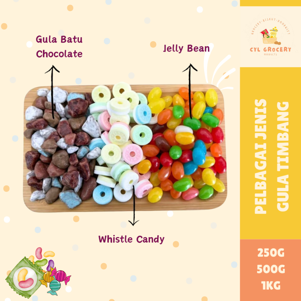 [ 250G • 500G •1KG ] PELBAGAI JENIS GULA TIMBANG | GULA BATU | JELLY ...