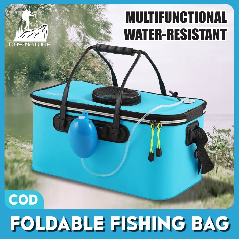 Das Nature™ Folding Fishing Bucket Live Fish Bag Oxygen Pump Outdoor ...